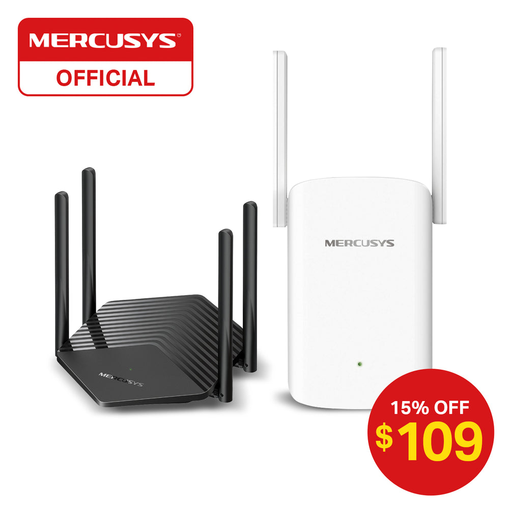 Mercusys MR60X AX1500 Dual Band WiFi 6 Router + ME60X AX1500 Range Ext